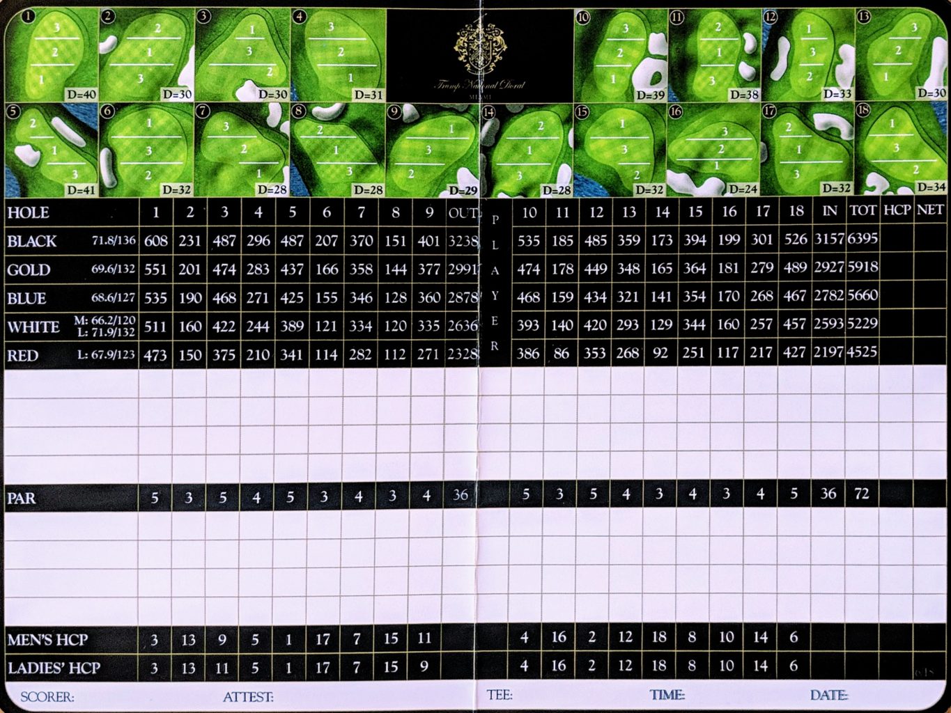 Trump National Doral – Golf Scorecards